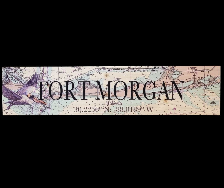 FORT MORGAN, AL LONG COORDINATE SIGN – The Willows Day Spa & Gifts