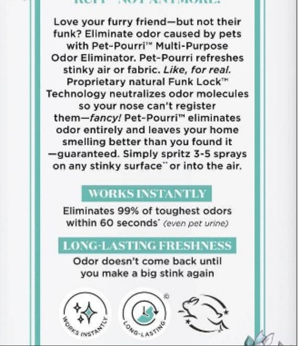 PET-POURRI PAWSITIVELY FRESH PET ODOR ELIMINATOR – The Willows Day Spa ...